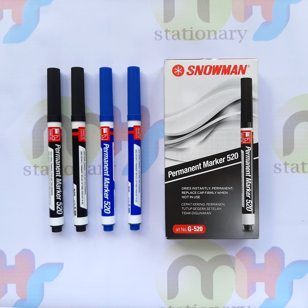 Jual SNOWMAN G-520 Spidol Permanen Kecil Warna Hitam Tahan Lama Cepat ...