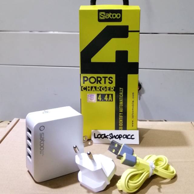 Jual SATOO Charger 4 USB Port 4.4A USB Identify Automatically Id ...