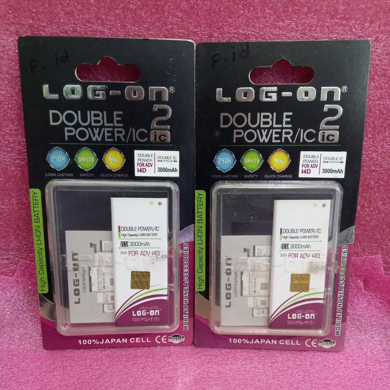 Jual BATERAI LOG-ON DOUBLE POWER/DOUBLE IC ADVAN I4D 3000MAH | Shopee Indonesia
