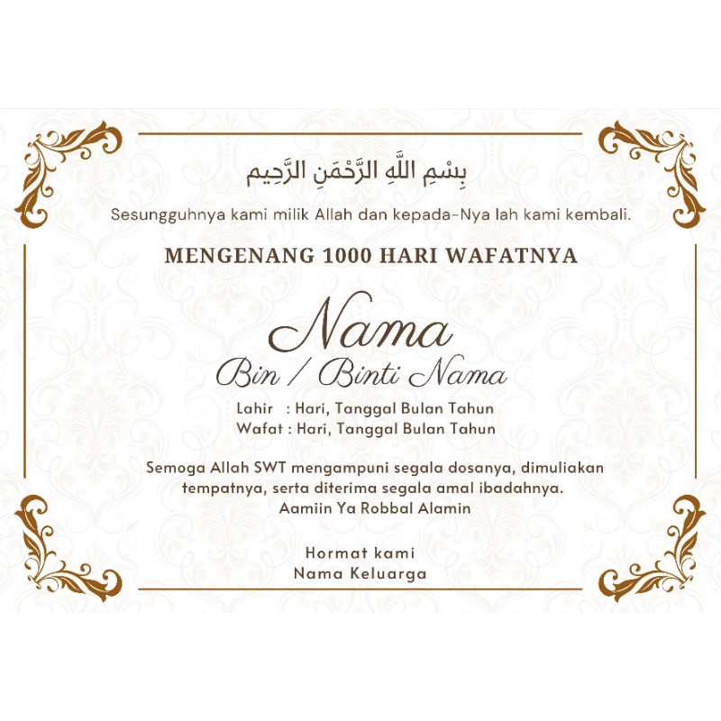 Jual Cetak Kartu/Stiker Mengenang 40/100/1000 Hari Wafatnya, Custom ...