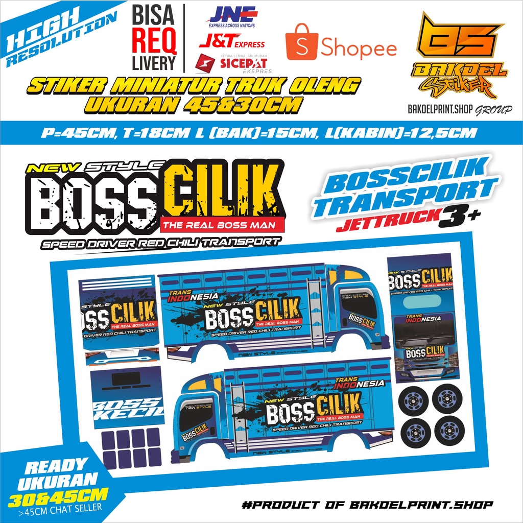Jual STIKER MINIATUR TRUK OLENG UK. 30&45CM MOTIF "BOSS CILIK & BOSS ...