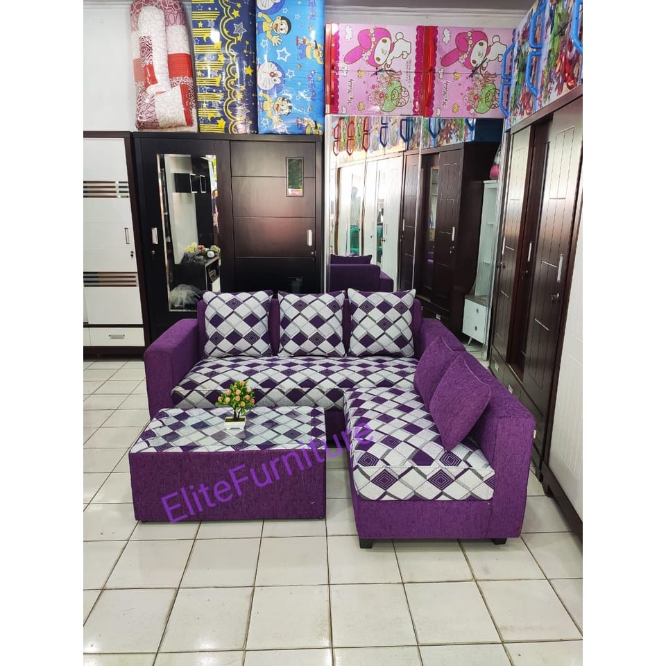 Jual Sofa L / Sofa Ruang Tamu / Sofa Minimalis Kain Mewah / sofa L minimalis | Shopee Indonesia