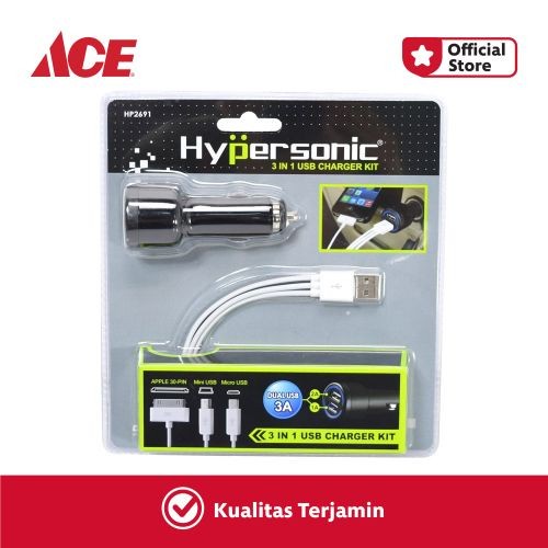 Jual ACE - Hypersonic Charger Mobil 3 In 1 - Hitam | Shopee Indonesia