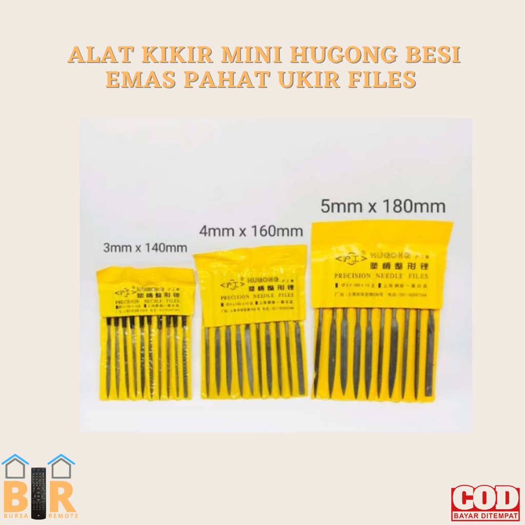 Jual Alat Kikir Mini HUGONG BESI EMAS PAHAT UKIR FILES 3 4 dan 5 mm (10 ...