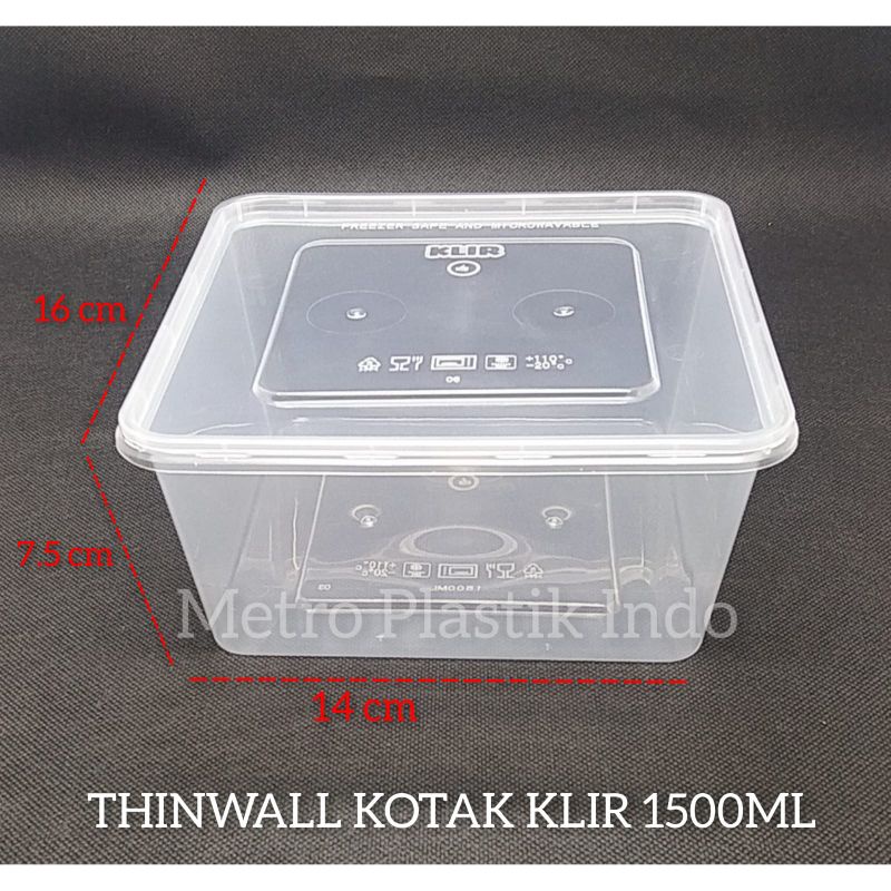 Jual Thinwall Klir 1500ml | Kotak Makan Plastik 1500 ml KLIR SQUARE SQ ...