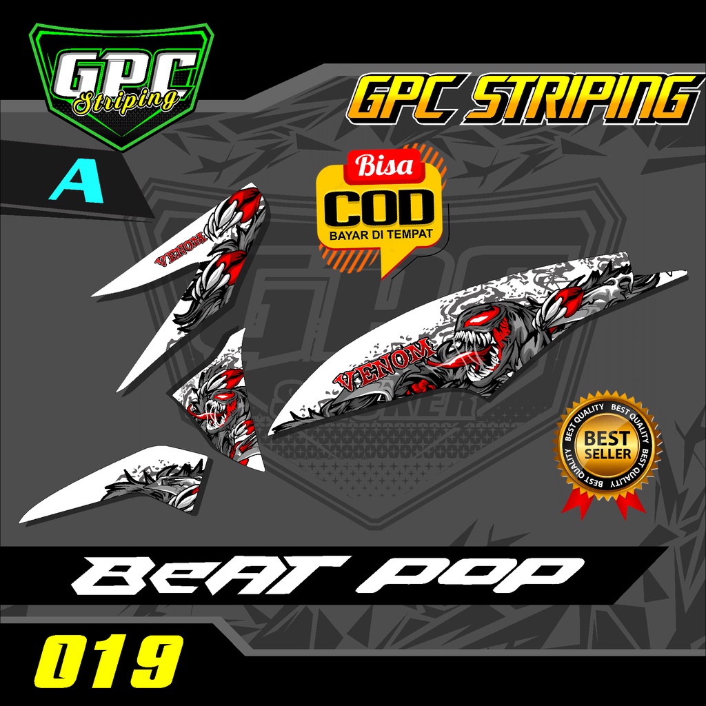 Jual Stiker Striping Sticker Beat Pop -Variasi List Motor Desain Venom ...