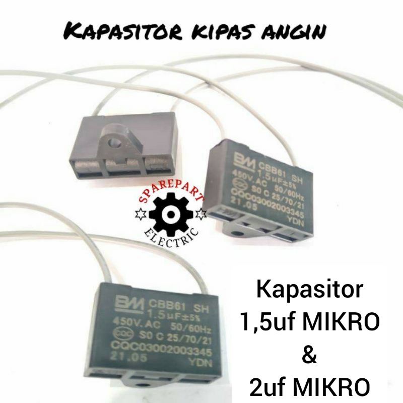 Jual KAPASITOR DINAMO KIPAS ANGIN 1,2UF 1,5UF & 2UF 2,5UF MIKRO COCOK SEMUA MERK | Shopee Indonesia