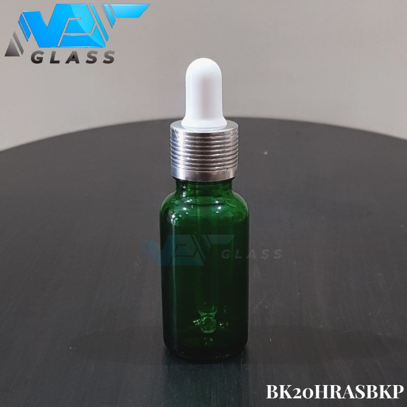 Jual botol pipet kaca 20ml tebal biru - ring almunium silver bergaris ...