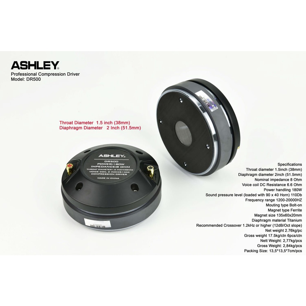 Jual Tweeter Magnet Ashley DR 500 Compression Driver Ashley DR500 ...