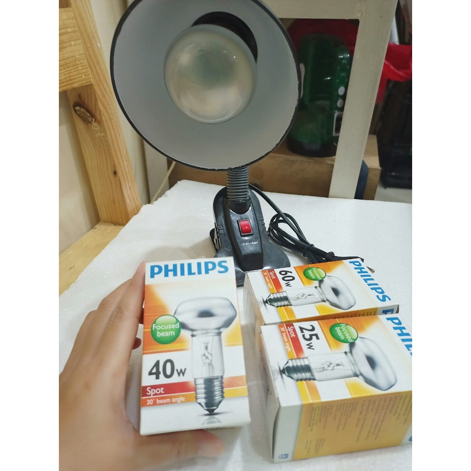 Jual LAMPU PENGHANGAT PHILIPS SPOT 40 WATT + FITTING SOROT JEPIT KABEL ...