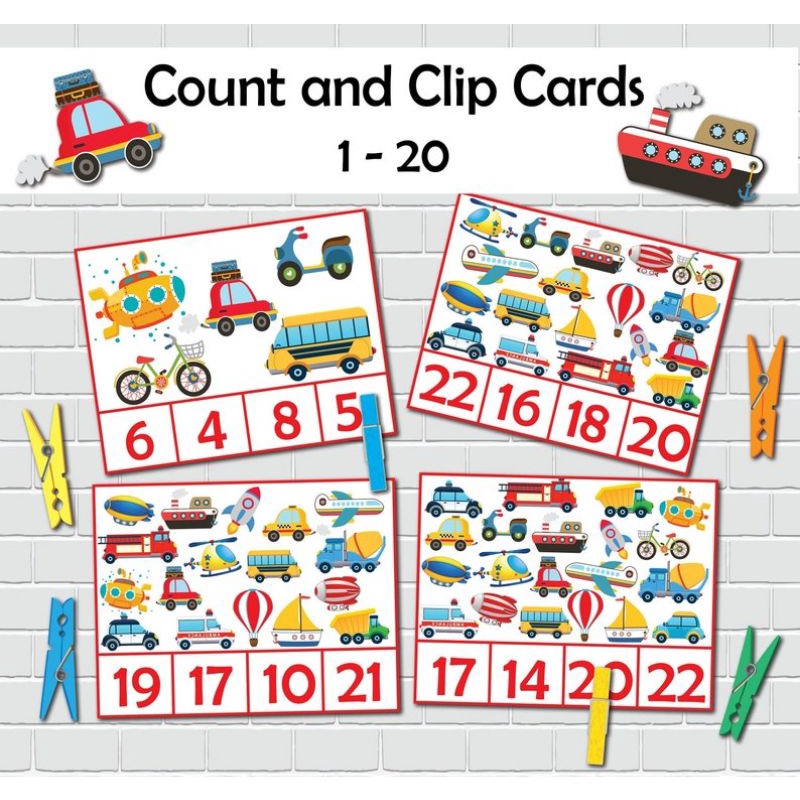 Jual Count and Clip Cards Activity / Number Activity / Activity ...