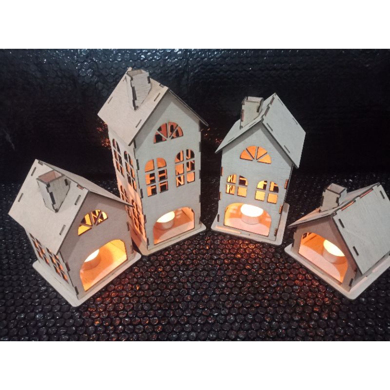 Jual Rumah tempat lilin candle house holder dekorasi meja + bonus lilin ...