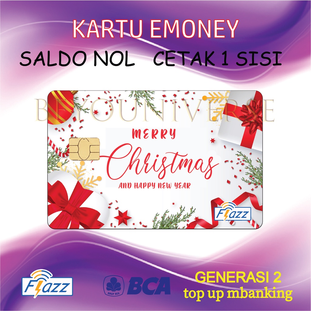 Jual Kartu FLAZZ BCA Gen 2 / E-money Mandiri E-toll Emoney Design Merry Christmas Hari Natal ...