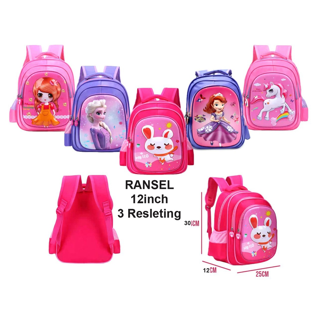 Jual TAS RANSEL ANAK PEREMPUAN TK / PAUD MOTIF KUDA PONY / RABBIT GLOSSY 3RES TIMBUL - 12" Luwi ...