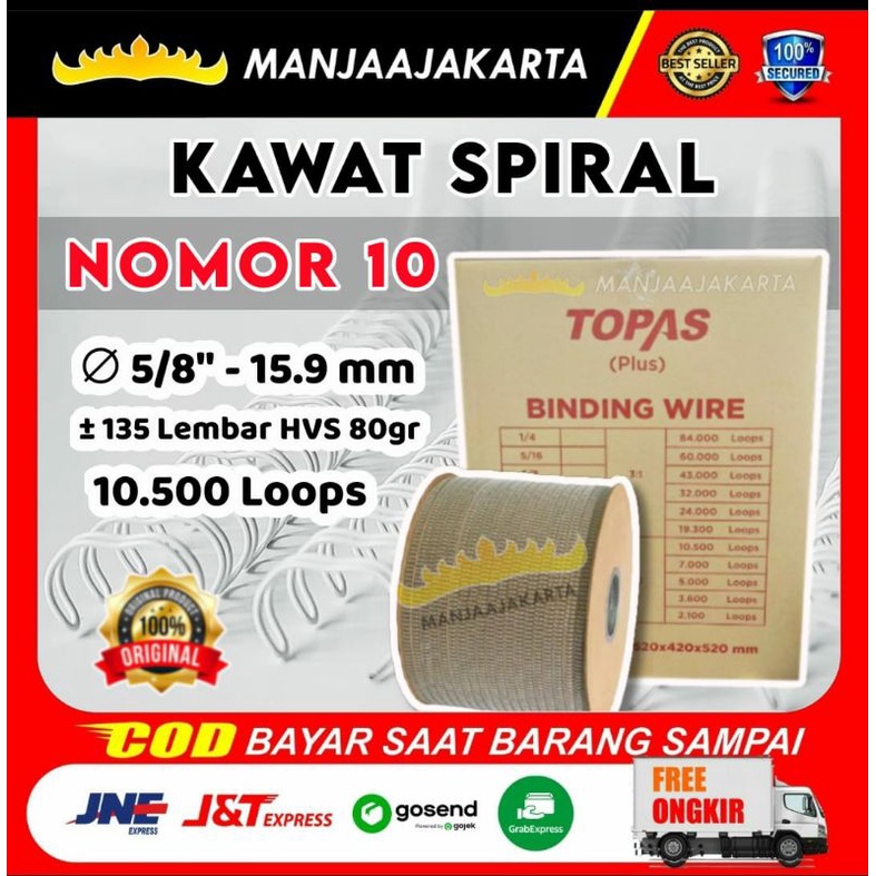 Jual Spiral Kawat spool 5/8 Putih Topas Plus Ring Kawat Nomor 10 Putih ...