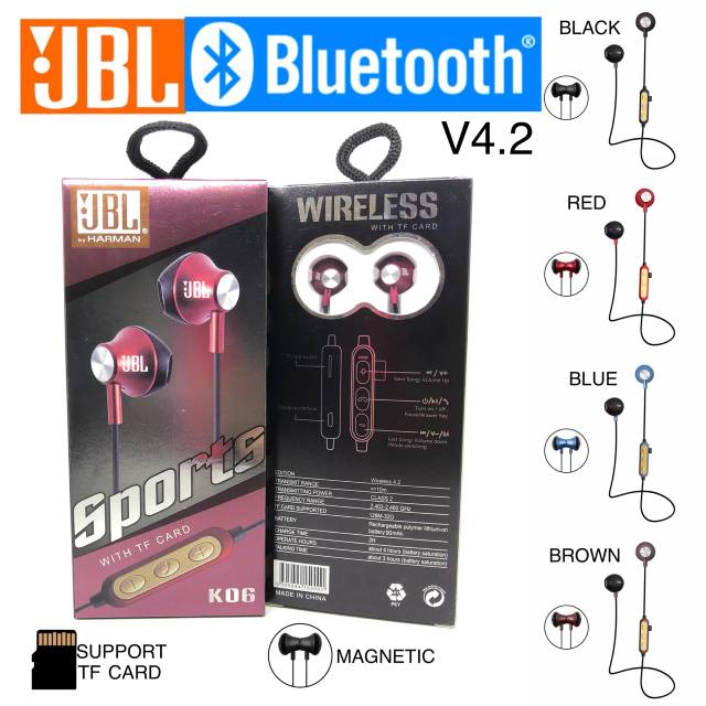 Jual Headset Handsfree Hf Bluetooth V4.2 EDR JBL Sport Magnetic ...