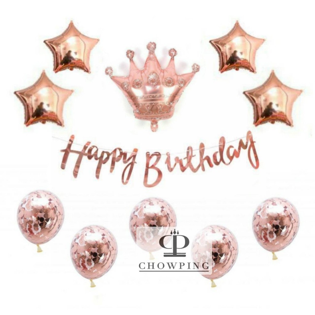 Jual Paket Dekorasi Hiasan Ulang Tahun / Happy Birthday Tema ROSE GOLD ...