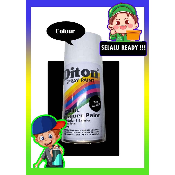 Jual Diton Black 839 Cat Semprot Diton Aeresol Paint 300cc Spray Hitam Mengkilap Diton Hitam ...