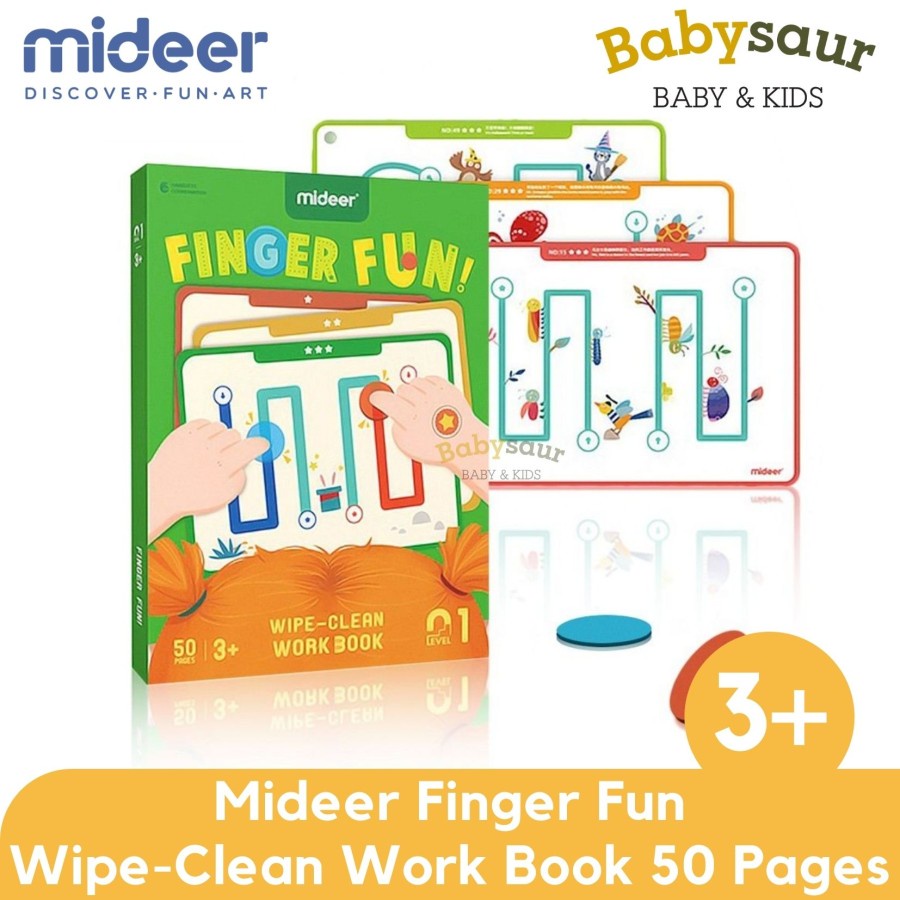 Jual Mideer Finger Fun / Tracing The Line Erasable Work Book Flash Card ...