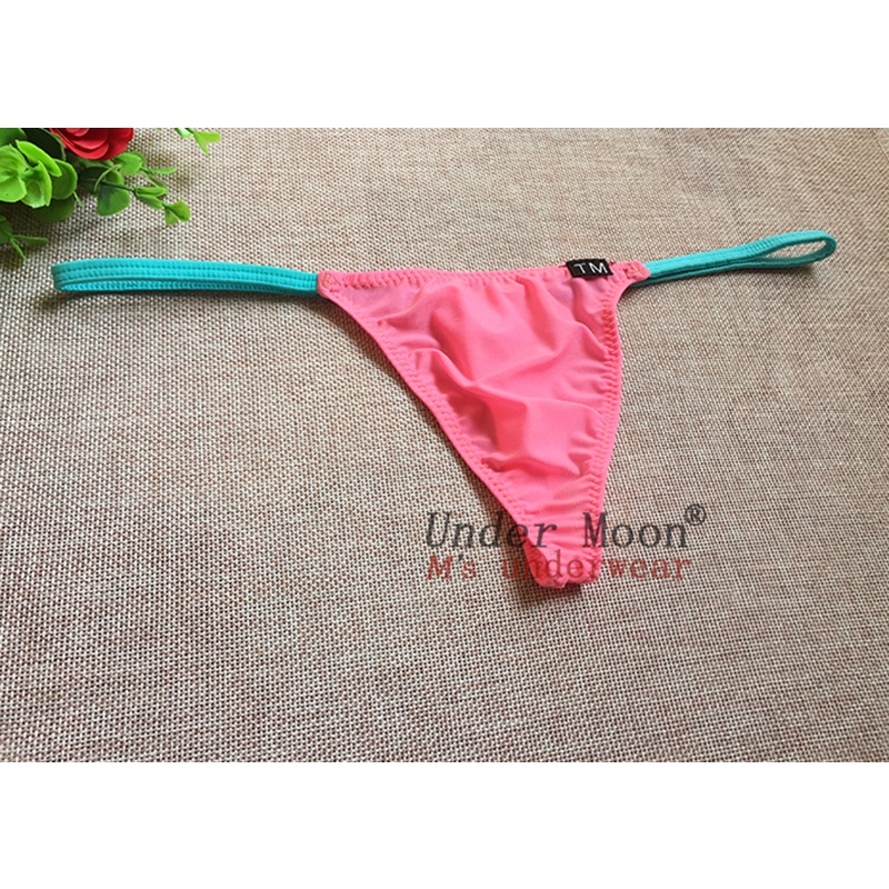 Jual Seamless Men's Thongs Low Sexy G-String Pants One-Piece T-Back Ice ...