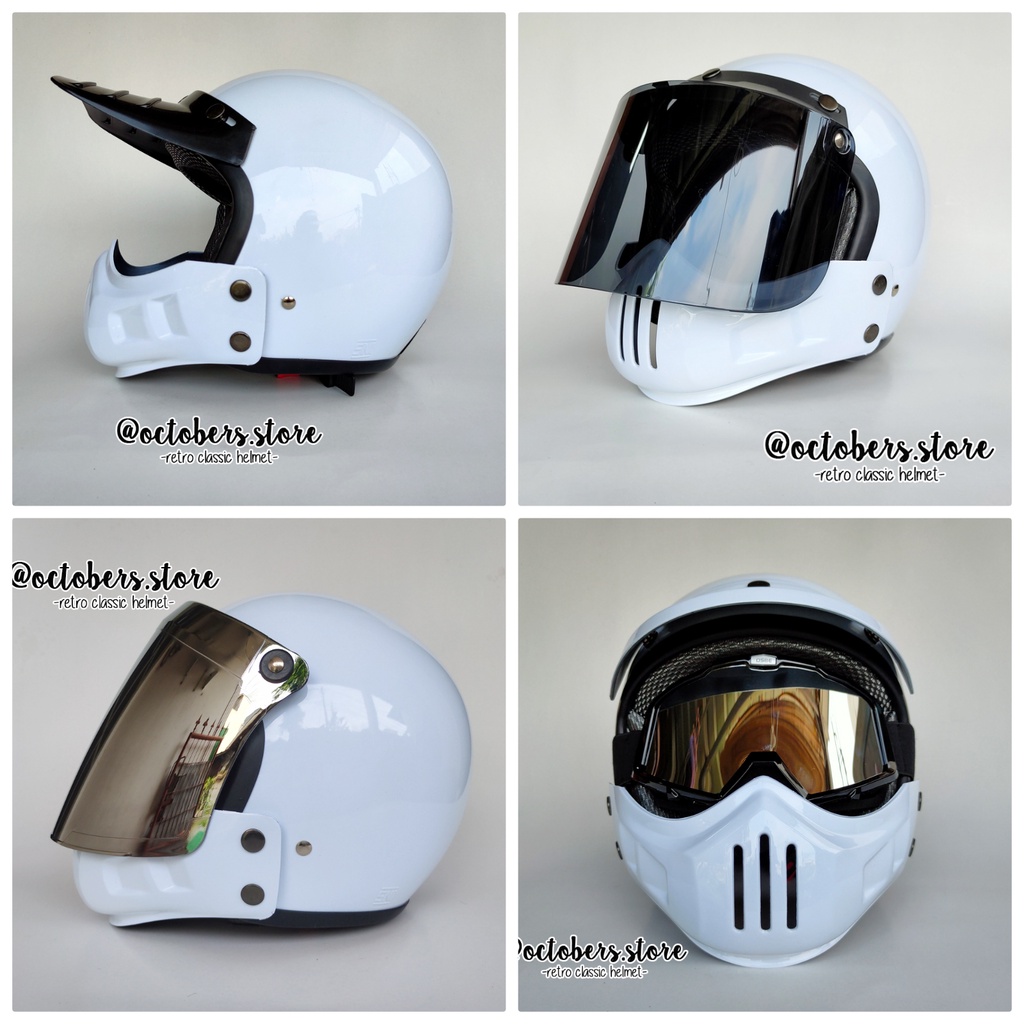 Jual HELM CAKIL MODULAR PUTIH GLOSS (HALF FACE / FULL FACE) - HELM ...