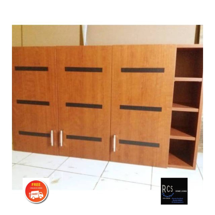 Jual Lemari dapur atas 3 pintu Multiplex dengan rak bumbu | Shopee ...