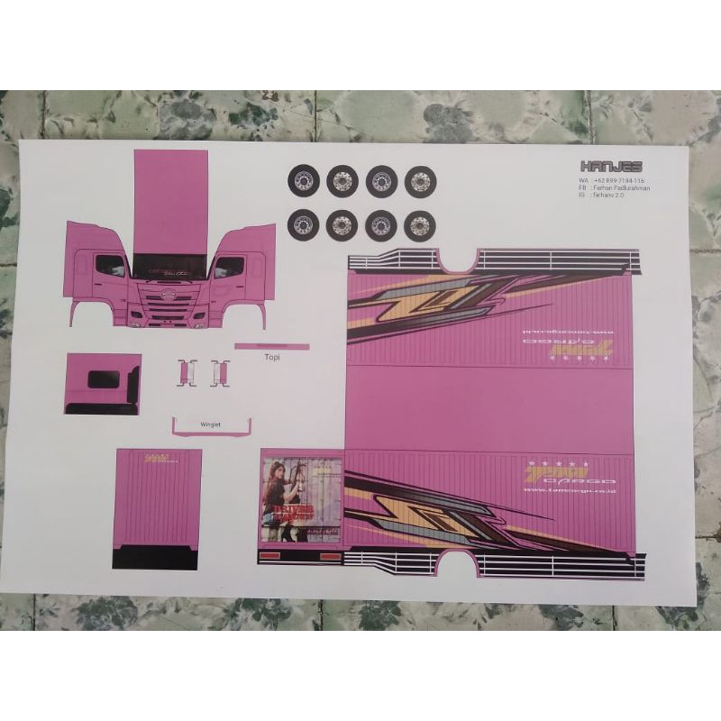 Jual Lembaran PaperCraft Truk Box Hino 500 TAM CARGO Ghina P.26,5cm L.5 ...