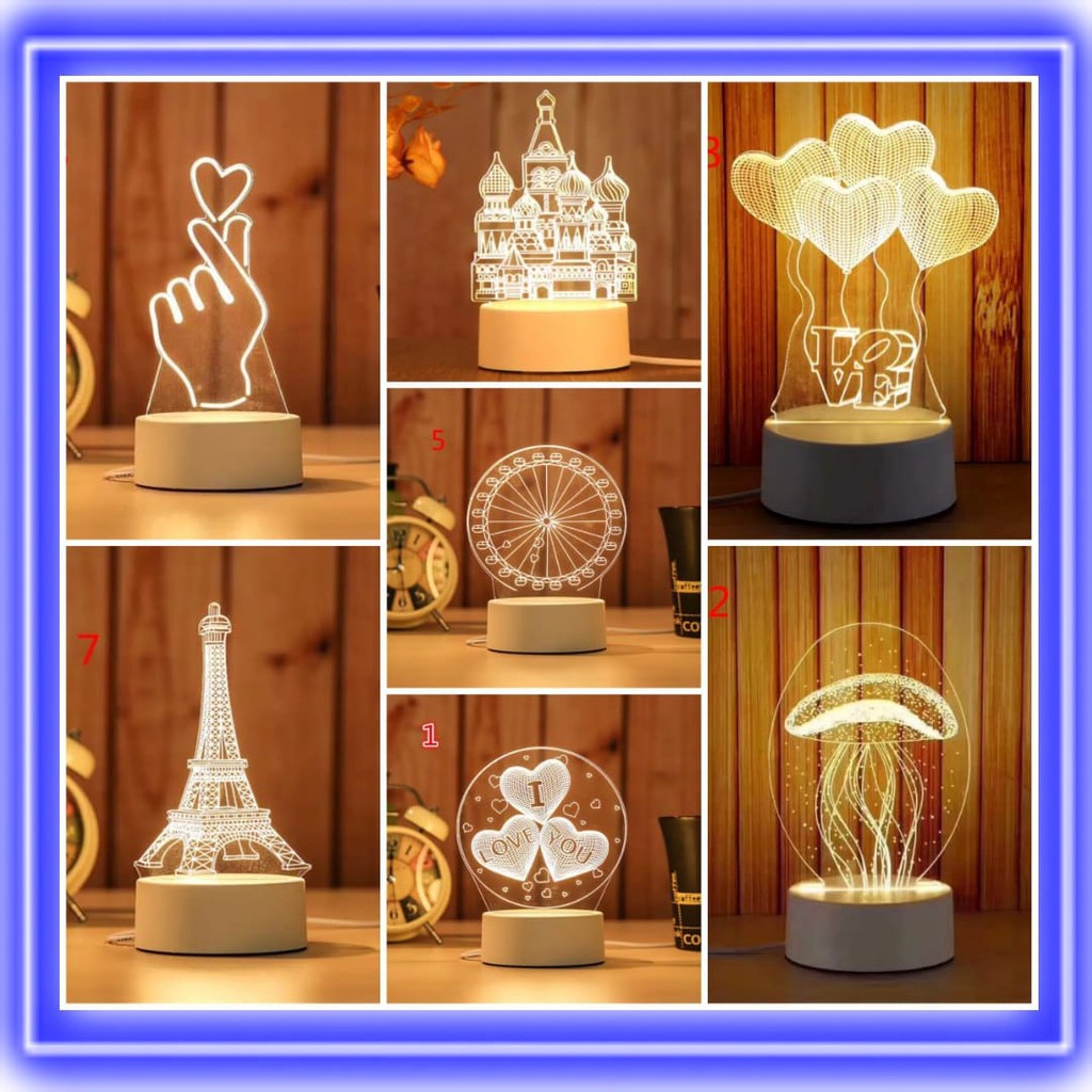 Jual ( PART 1 ) Next Lampu Hias 3D LED Transparant Lampu Tidur 3 warna ...