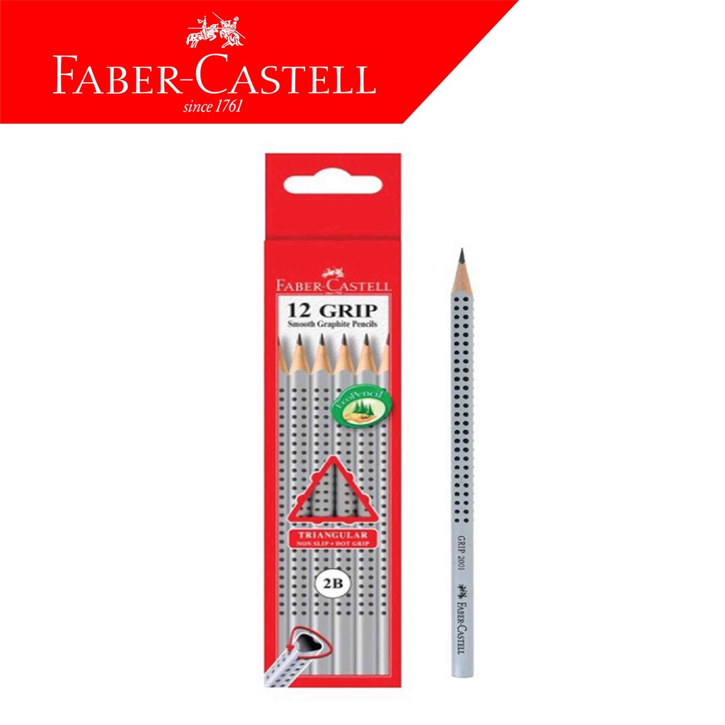 Jual Faber Castell Grip Triangular Pensil 2B Polos 2001 317002 (Abu Dot ...
