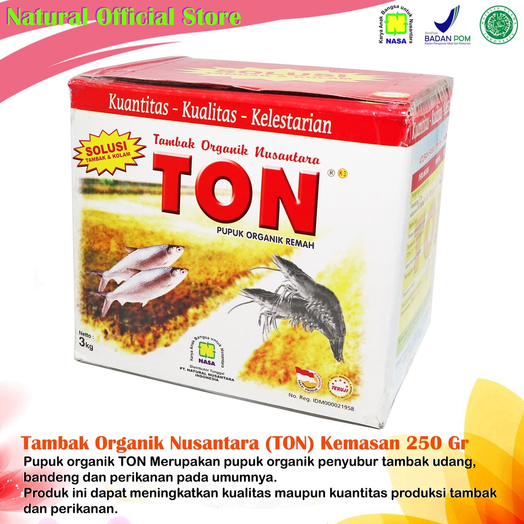 Jual PENYUBUR TAMBAK & PERIKANAN TAMBAK ORGANIK NUSANTARA (TON) 3KG ...
