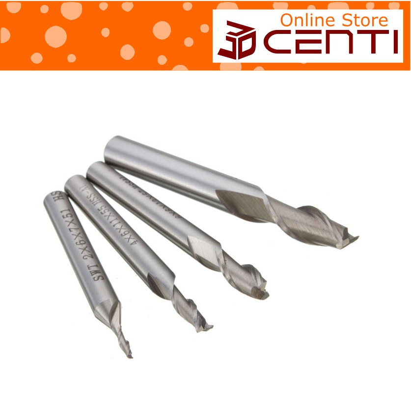 Jual Mata bor endmill 2 two Flute HSS End Mill cutter cnc tool 2mm 3mm 4mm 5mm 6mm shank 6mm ...
