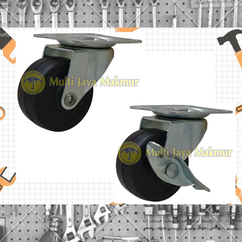 Jual Roda Caster Roda Troli Roda Karet 2 inch | Shopee Indonesia