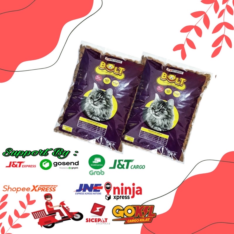 Jual Bolt makanan kucing 2Kg cat food Bentuk Ikan Paket Bundle | Shopee ...