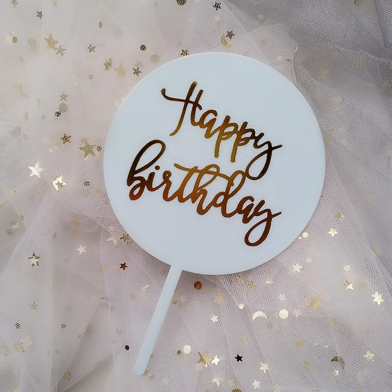 Jual Cake Topper Akrilik Happy Birthday Topper Bunga Dekorasi Kue Ulang ...