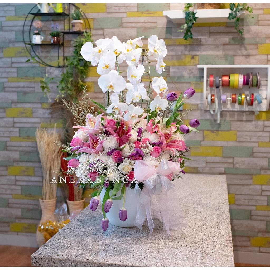 Jual Rangkaian Vas Bunga Asli Office Table Flower Shop Store Opening ...