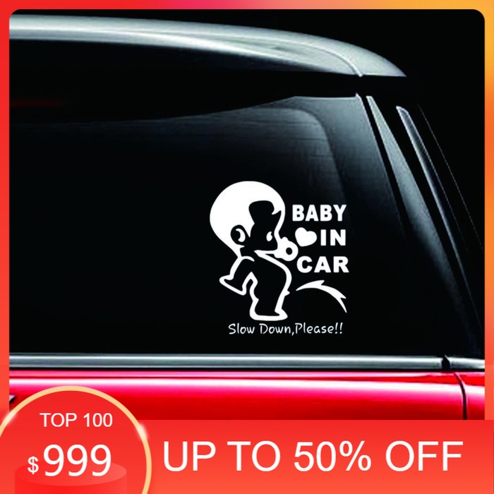 Jual Stiker cutting kaca mobil body lucu BABY IN CAR KENCING Pee 15 x ...