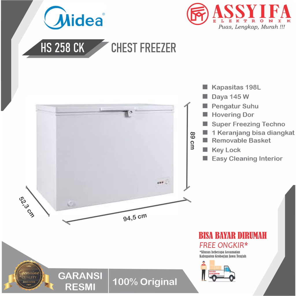 Jual FREEZER BOX MIDEA 200L HS 258 CK GARANSI RESMI | Shopee Indonesia