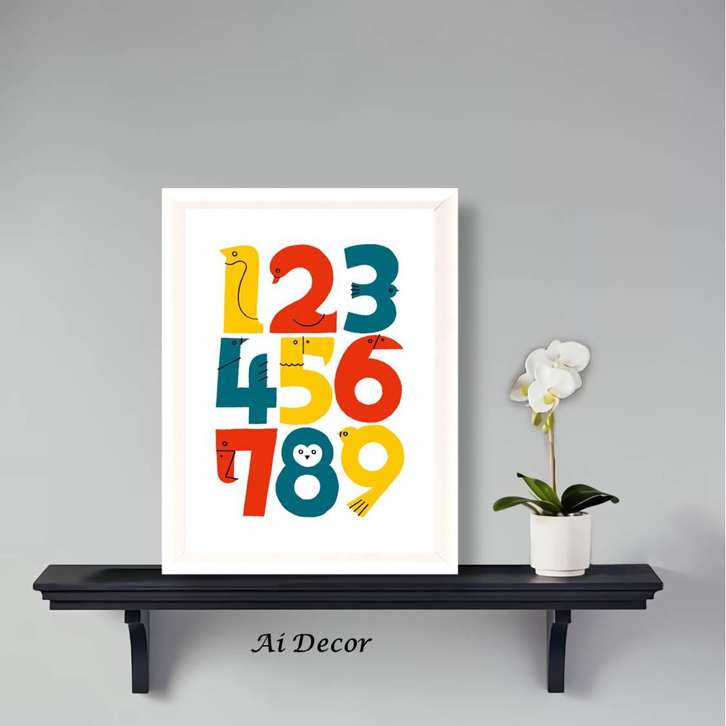 Jual Bingkai Pigura Angka Bentuk Hewan - Wall Decor Poster Anak ...
