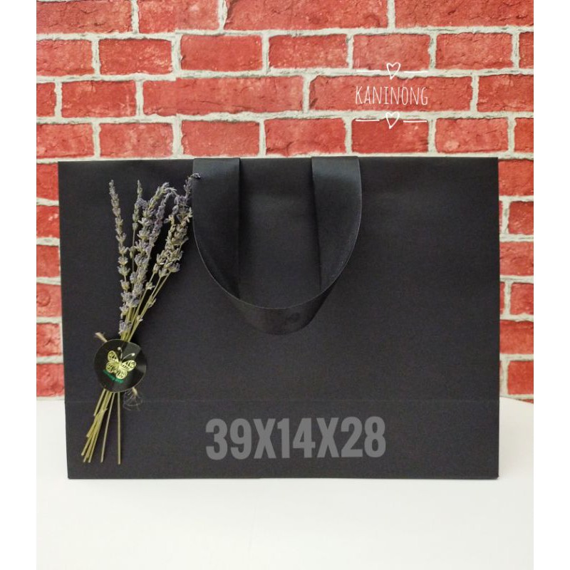 Jual Paper Bag Hitam Besar Goodie Bag hitam Besar Fancy 39X14X28 ...
