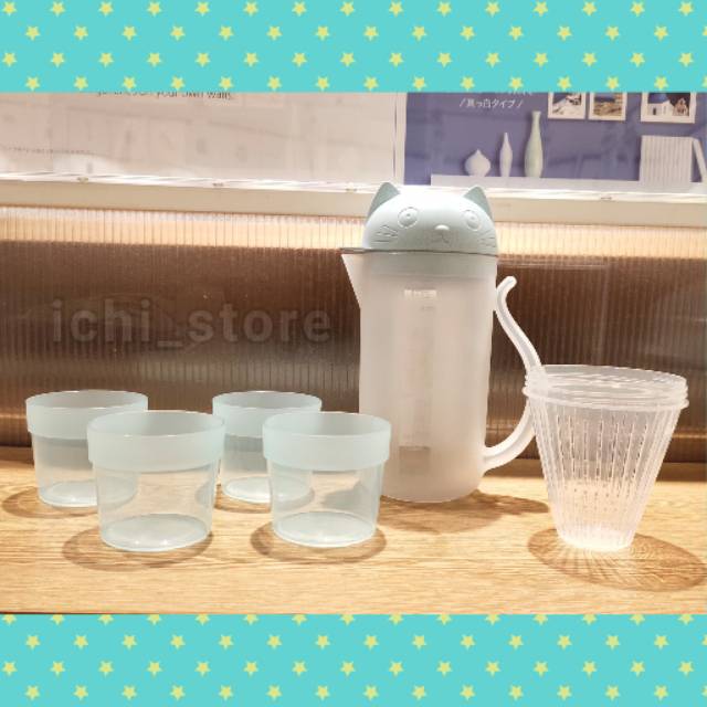 Jual Teko Plastik Miniso + Gelas plastik 1 set | Gelas Miniso | Gelas ...