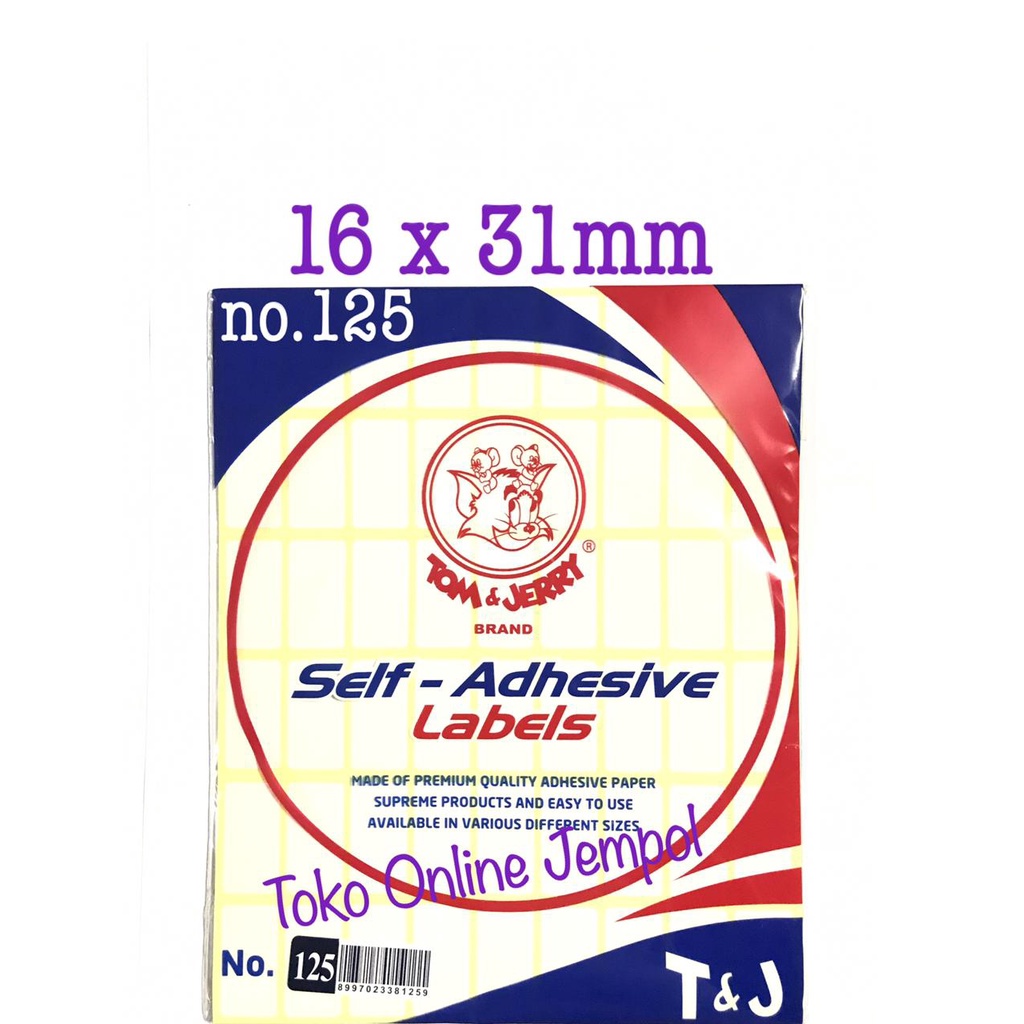 Jual 16x31mm no.125 Label Tom and Jerry stiker Jerry sticker labels ...