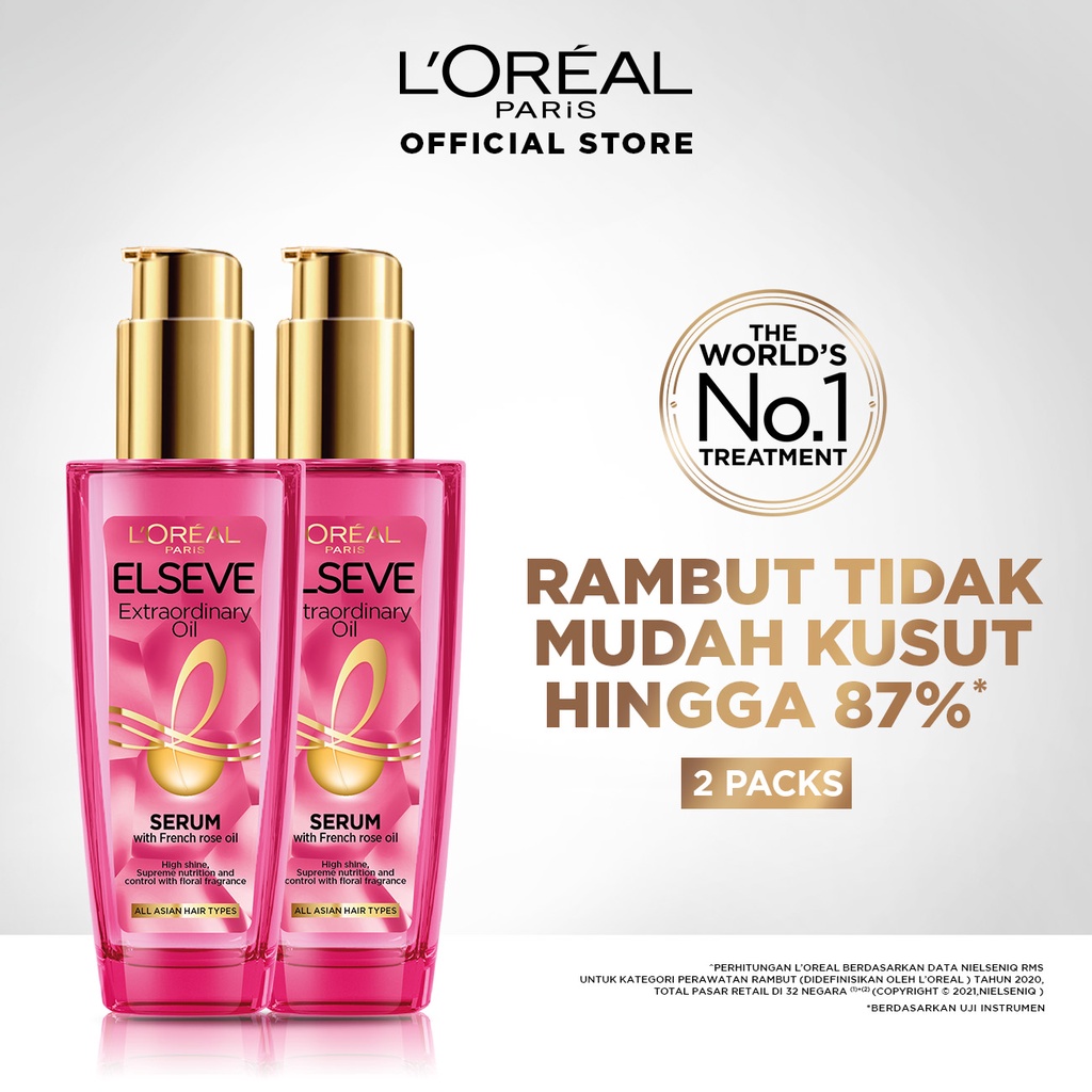 Jual L'Oreal Paris Extraordinary Oil Pink Hair Serum - 100 ml x2 Pcs ...