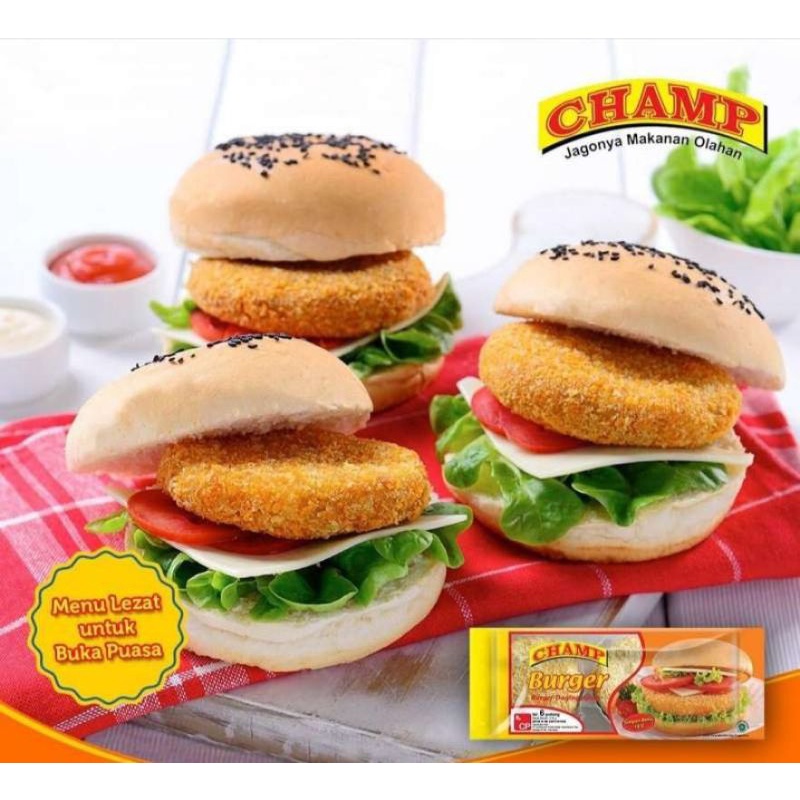 Jual CHAMP chicken Burger crispy | Shopee Indonesia