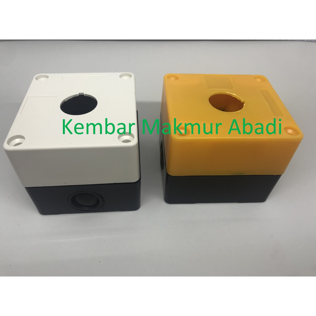 Jual Control Box Push Button 22mm 1 Lubang Putih-Kuning / Kontrol Box ...