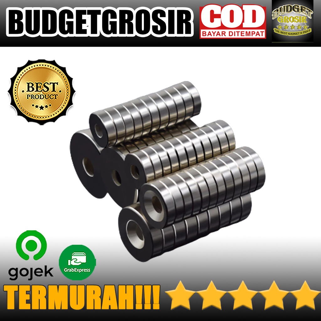 Jual Strong Neodymium Magnet NdFeB Countersink Ring Hole N35 10x3mm 30 ...
