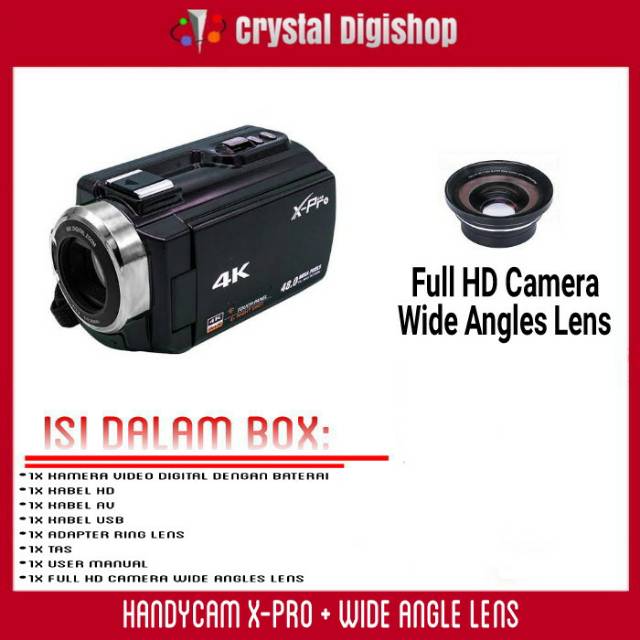 Jual Handycam X-PRO DVC HDV-PZ5000 4K + Full HD Camera Wide Angle Lens ...