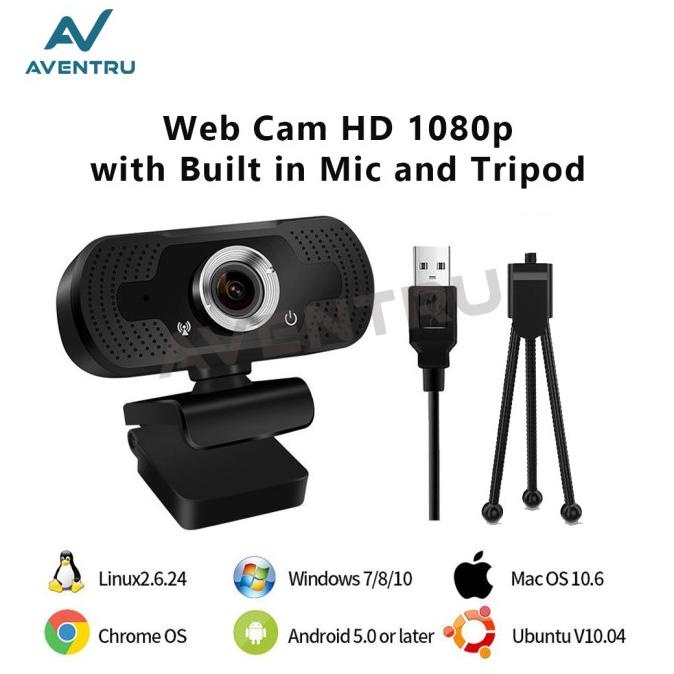 Jual Web Cam Mic HD 1080p with Tripod / Webcam Kamera PC Laptop Monitor ...