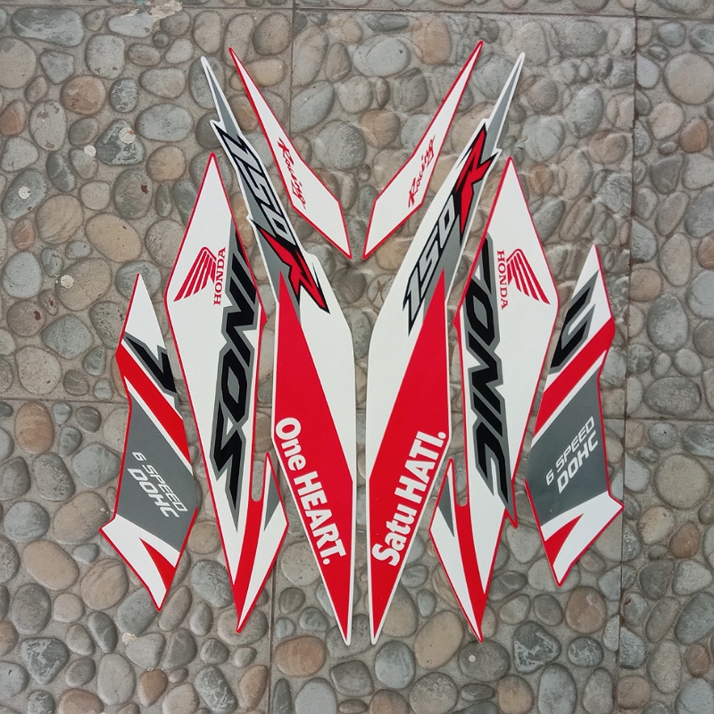 Jual stiker motor sonic 150r 2018 putih merah | Shopee Indonesia