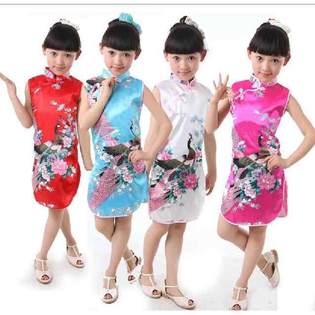 Jual dress cheongsam anak / dress xincia edisi imlek motif burung merak ...