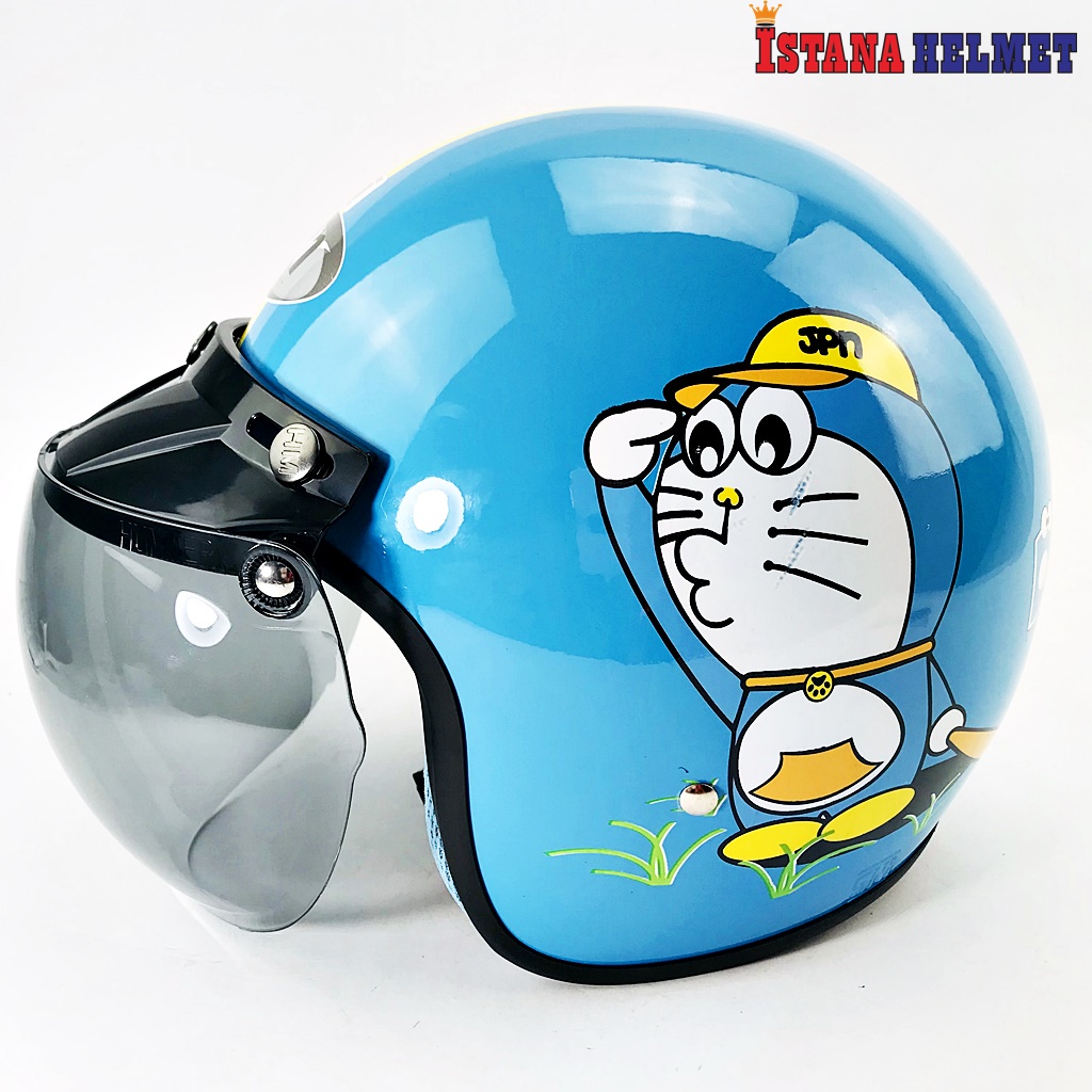 Jual HELM ANAK JPN RETRO BOGO KIDS MOTIF DORAEMON BLUE | Shopee Indonesia